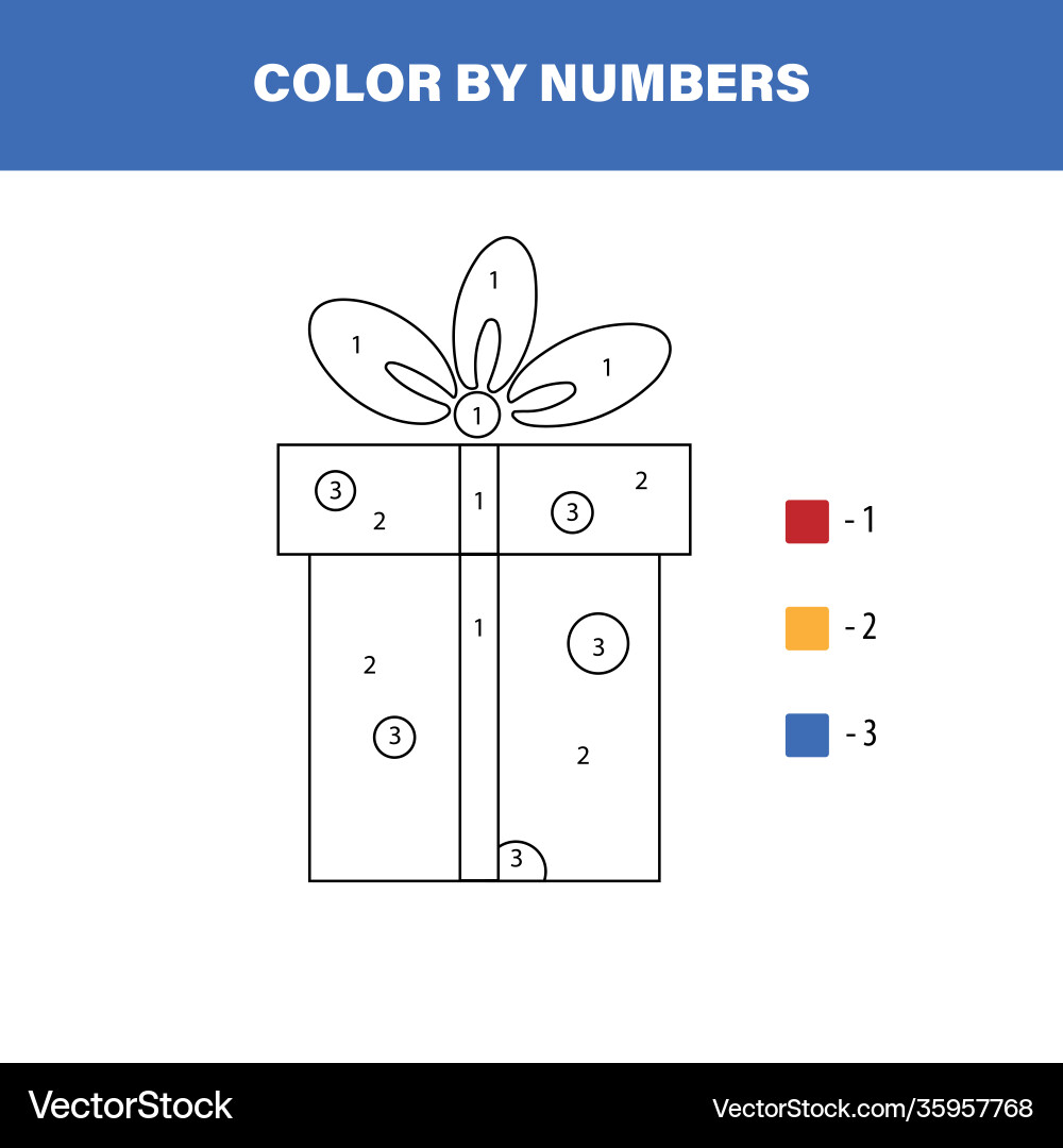 Number Coloring Gift Box Royalty Free Vector Image