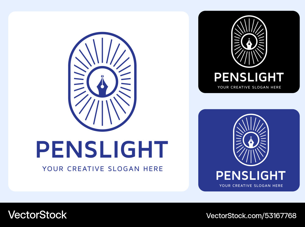 Pen light logo design template Royalty Free Vector Image