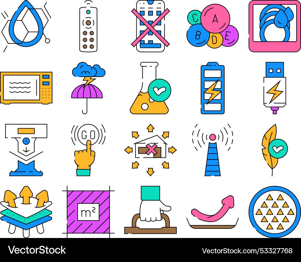 Product caution label warning icons set Royalty Free Vector