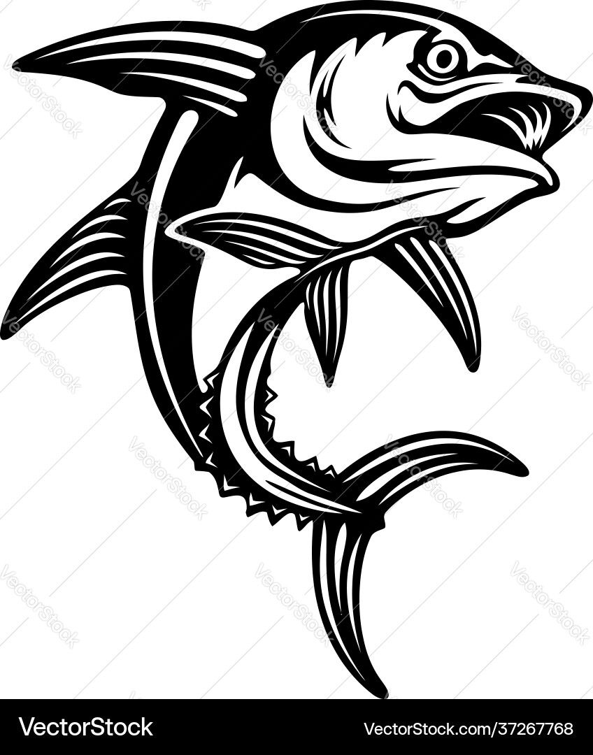 Stylized fish fishing logo tuna template Vector Image