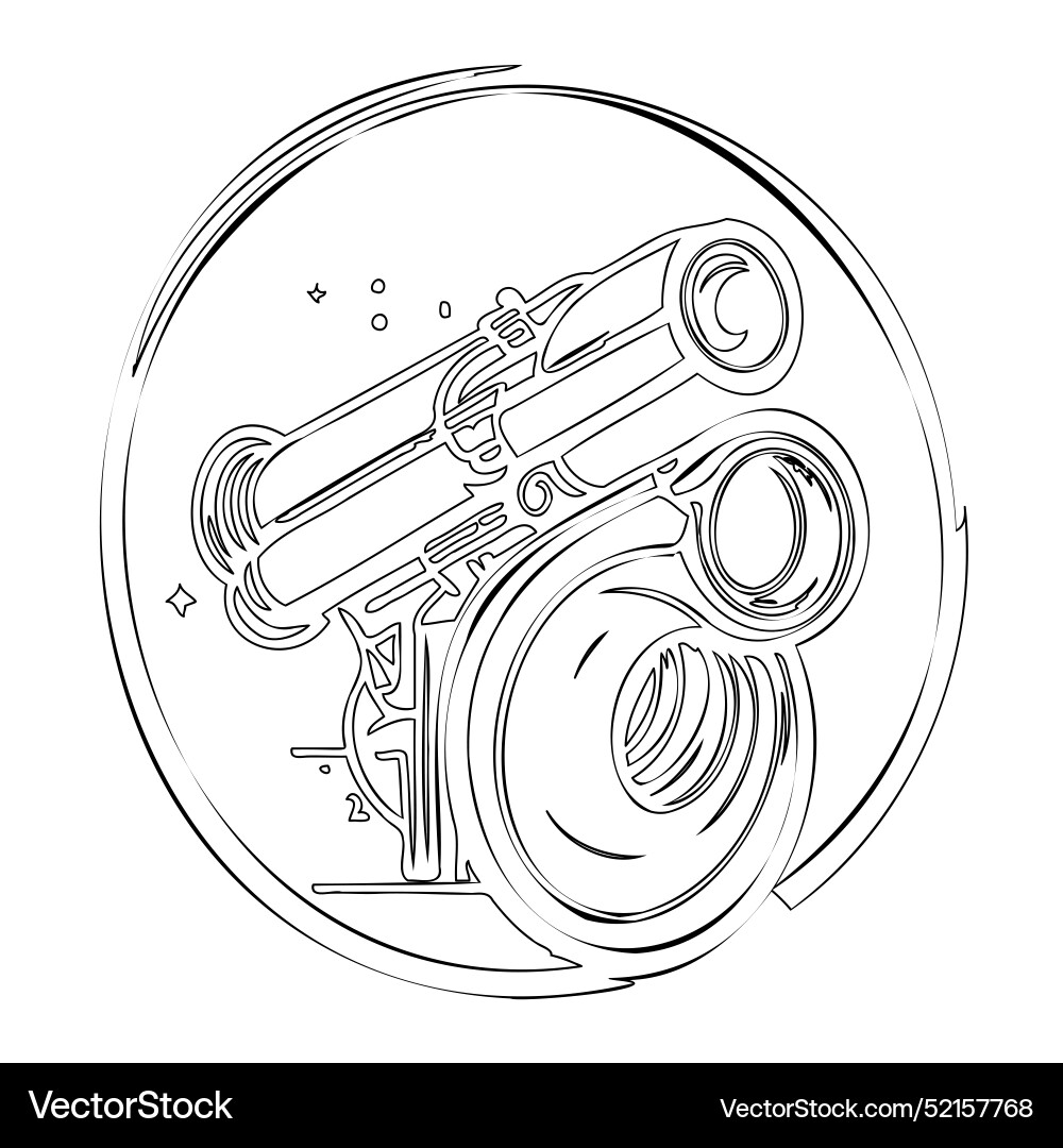 Telescope outline sketch Royalty Free Vector Image