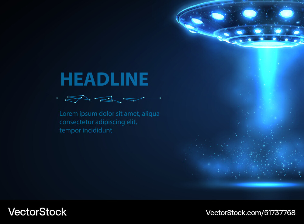 Ufo hovering against a blue background galaxy Vector Image