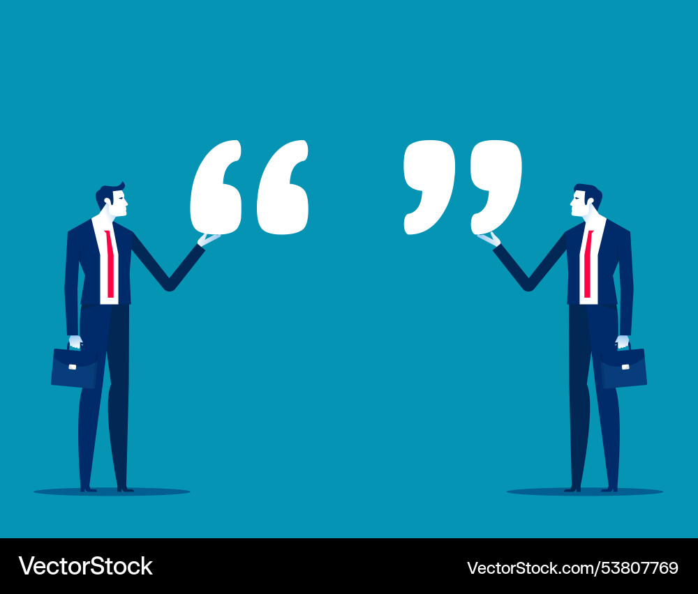 Business person standing with quotation mark sign Vector Image