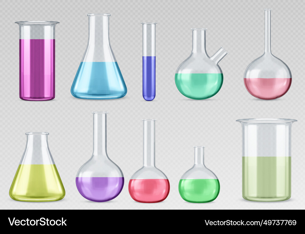 Chemistry laboratory flask with liquid for test Vector Image