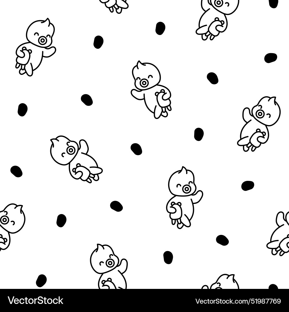 Cute baby boy seamless pattern coloring page Vector Image