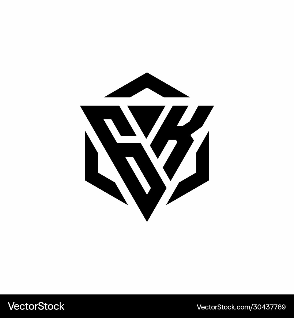Gk logo monogram with triangle and hexagon modern Vector Image