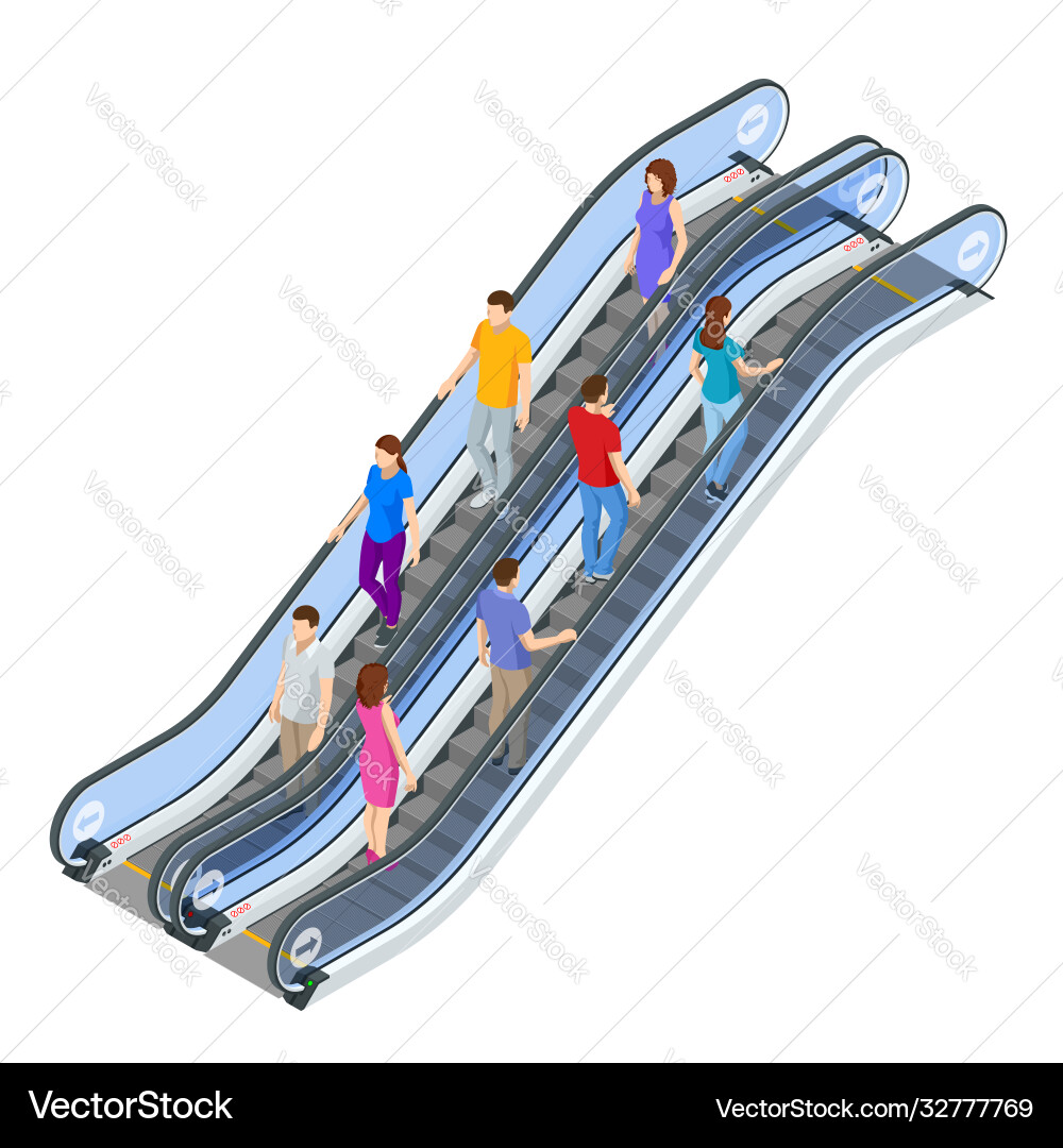 Isometric escalator isolated on white background Vector Image