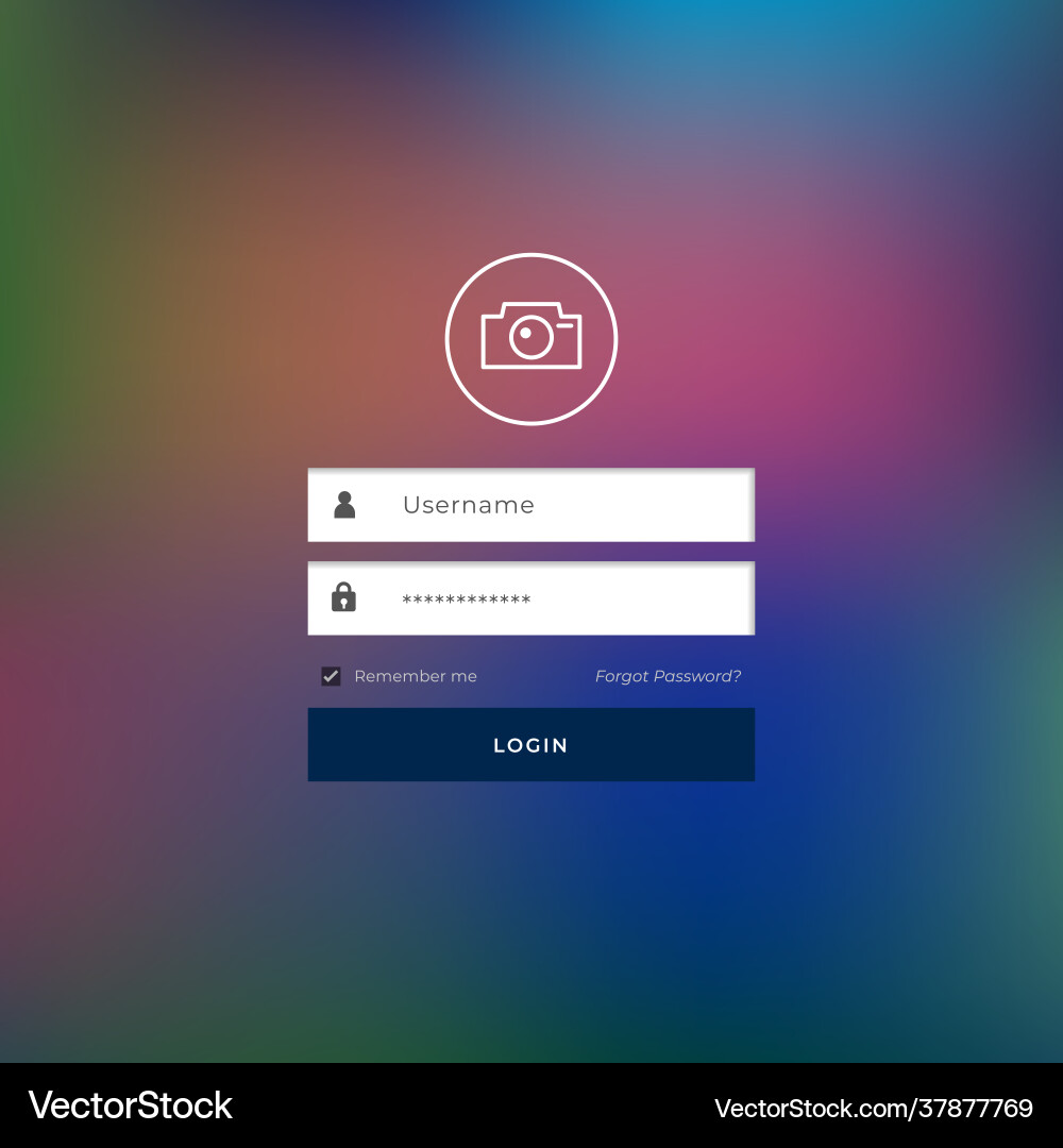 Login screen page design with blur background Vector Image