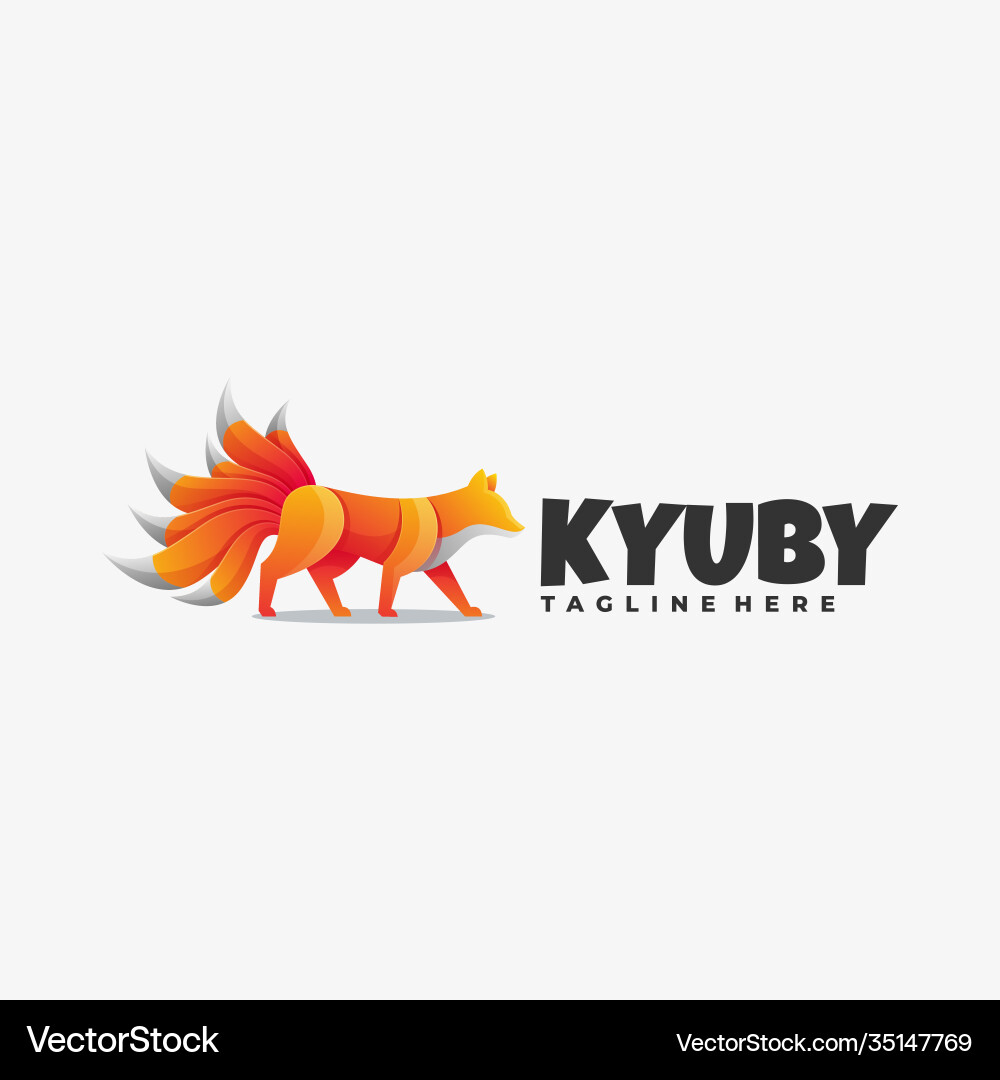 Logo nine tail fox gradient colorful style Vector Image