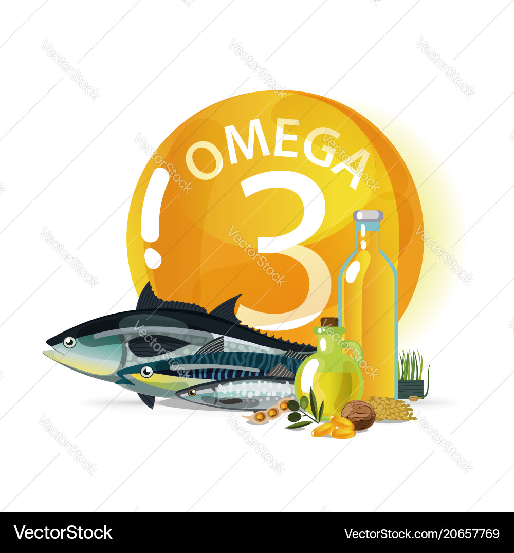 Omega 3 Fatty Acids Nutrition Royalty Free Vector Image