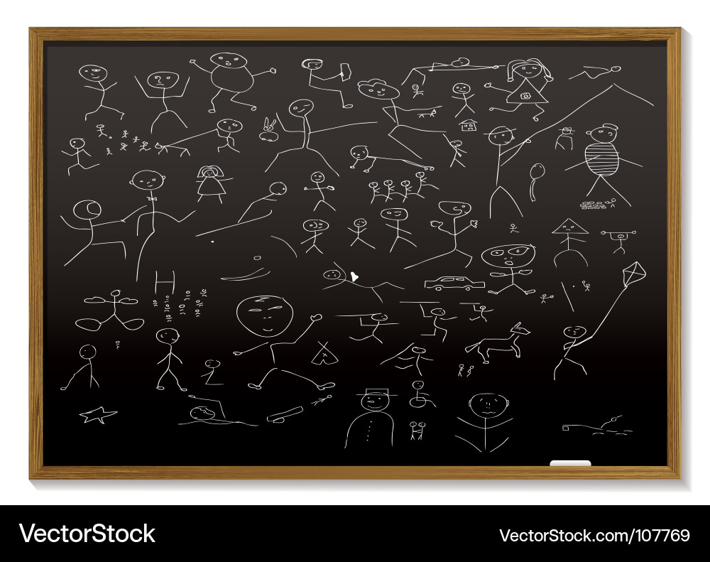 Stick man blackboard Royalty Free Vector Image