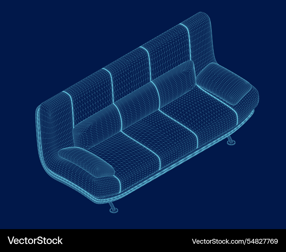 Wireframe modernes Sofa isometrische Ansicht 3d Vektorbild