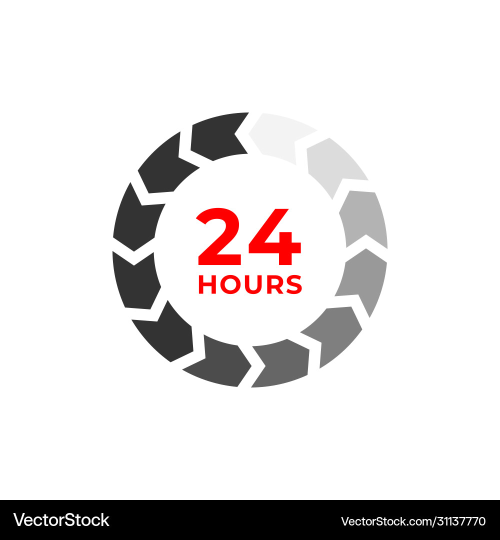 24h color icon and time concept Royalty Free Vector Image