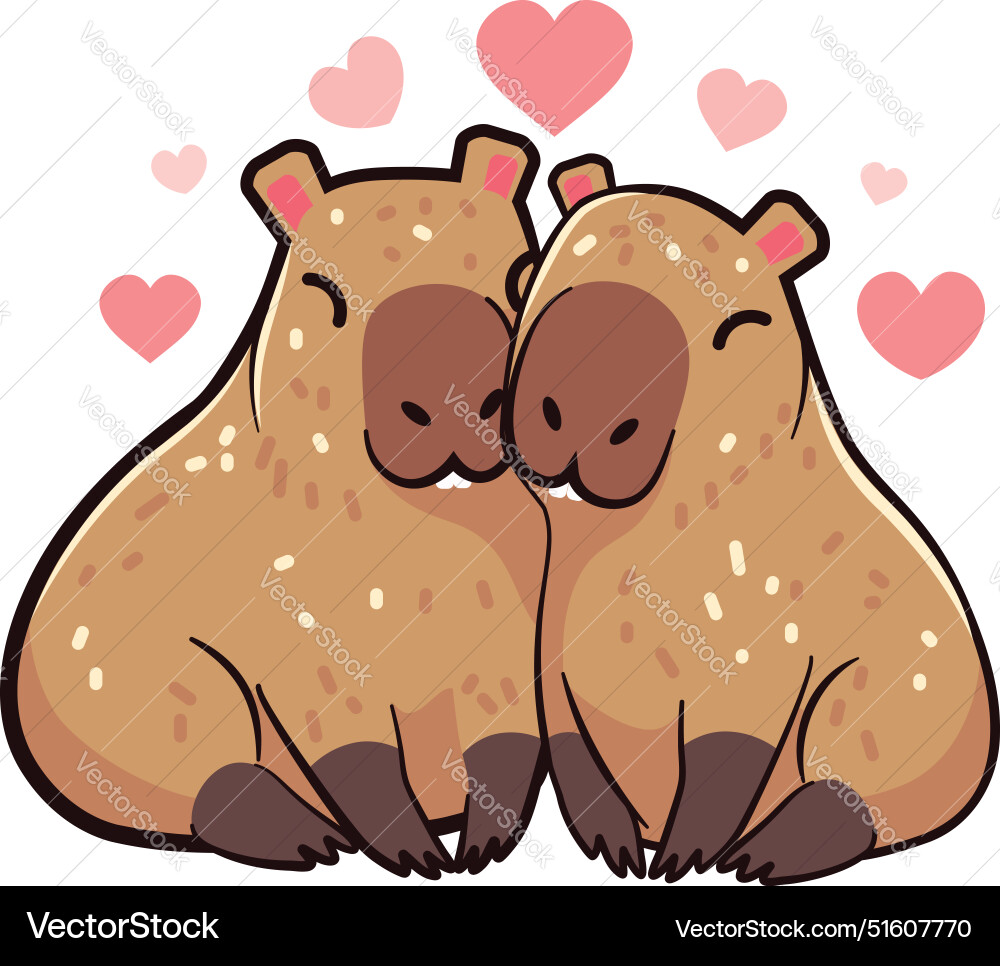 Couple of capybaras in love Royalty Free Vector Image Couple of capybaras in love Royalty Free Vector Image