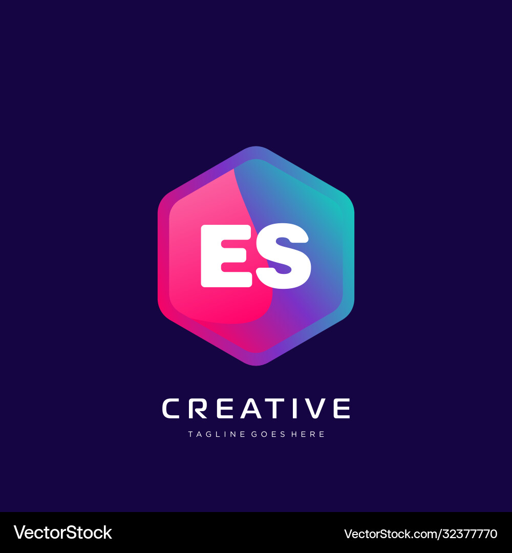 Es erstes Logo mit bunten Vorlage Lizenzfreies Vektorbild