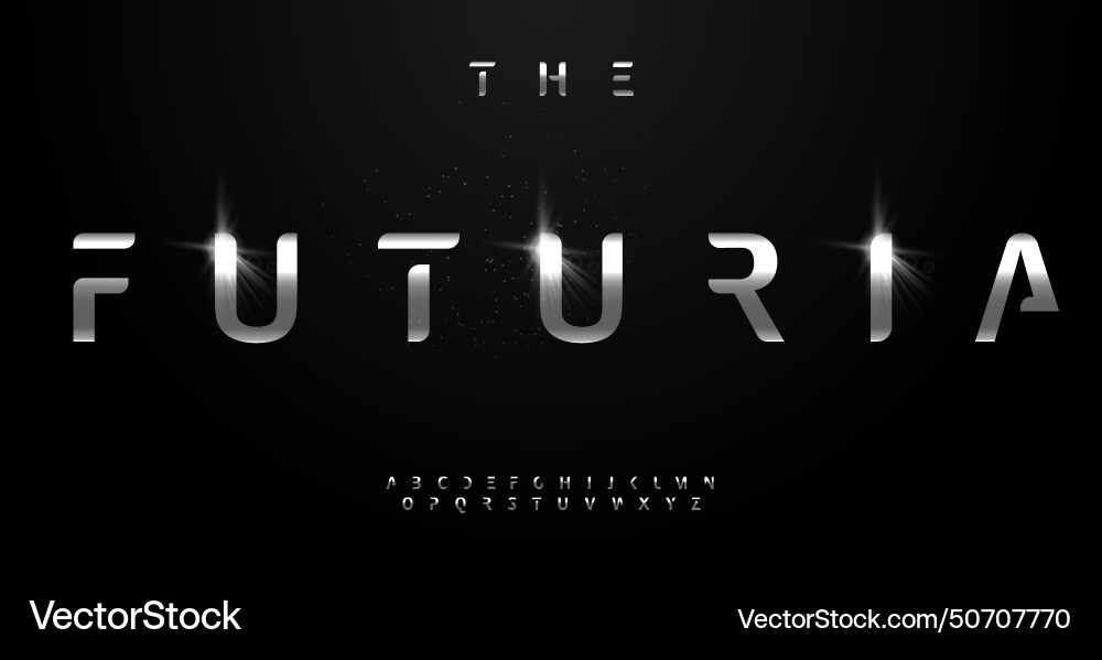 Futuristic silver alphabet innovation space font Vector Image
