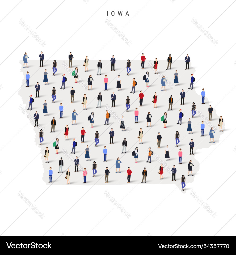 Iowa us state population map large group of Vector Image