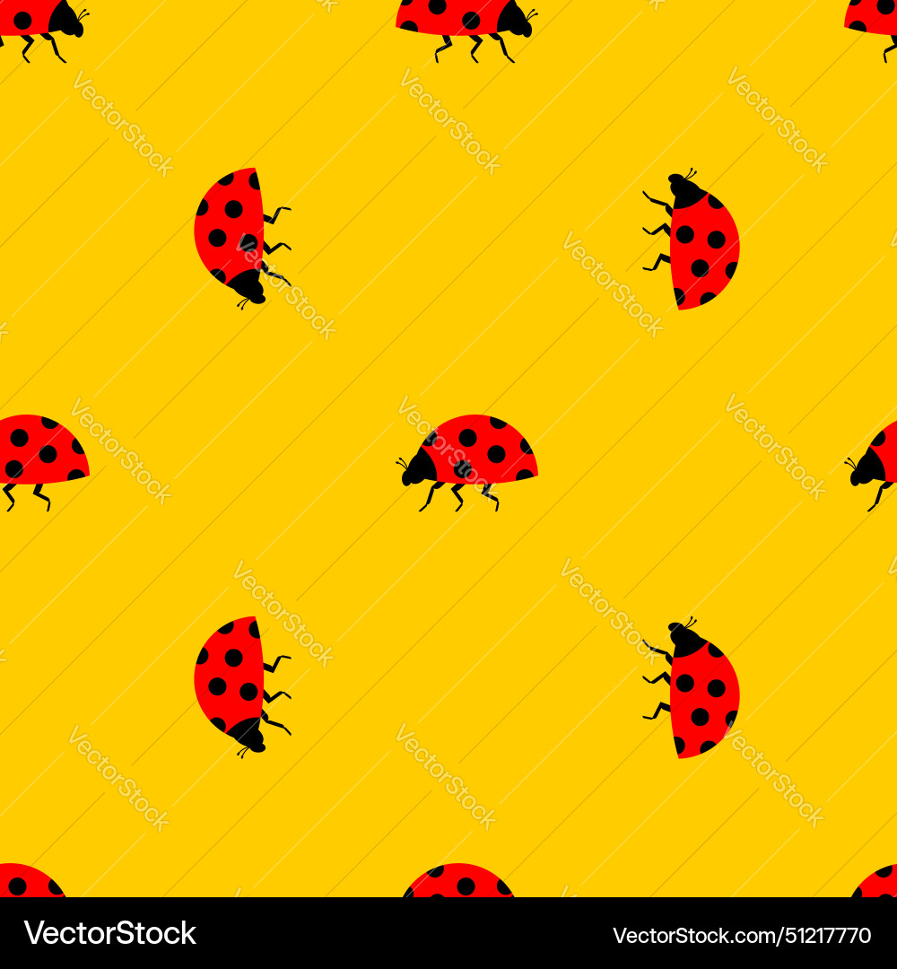 Ladybug pattern seamless red small bug background Vector Image