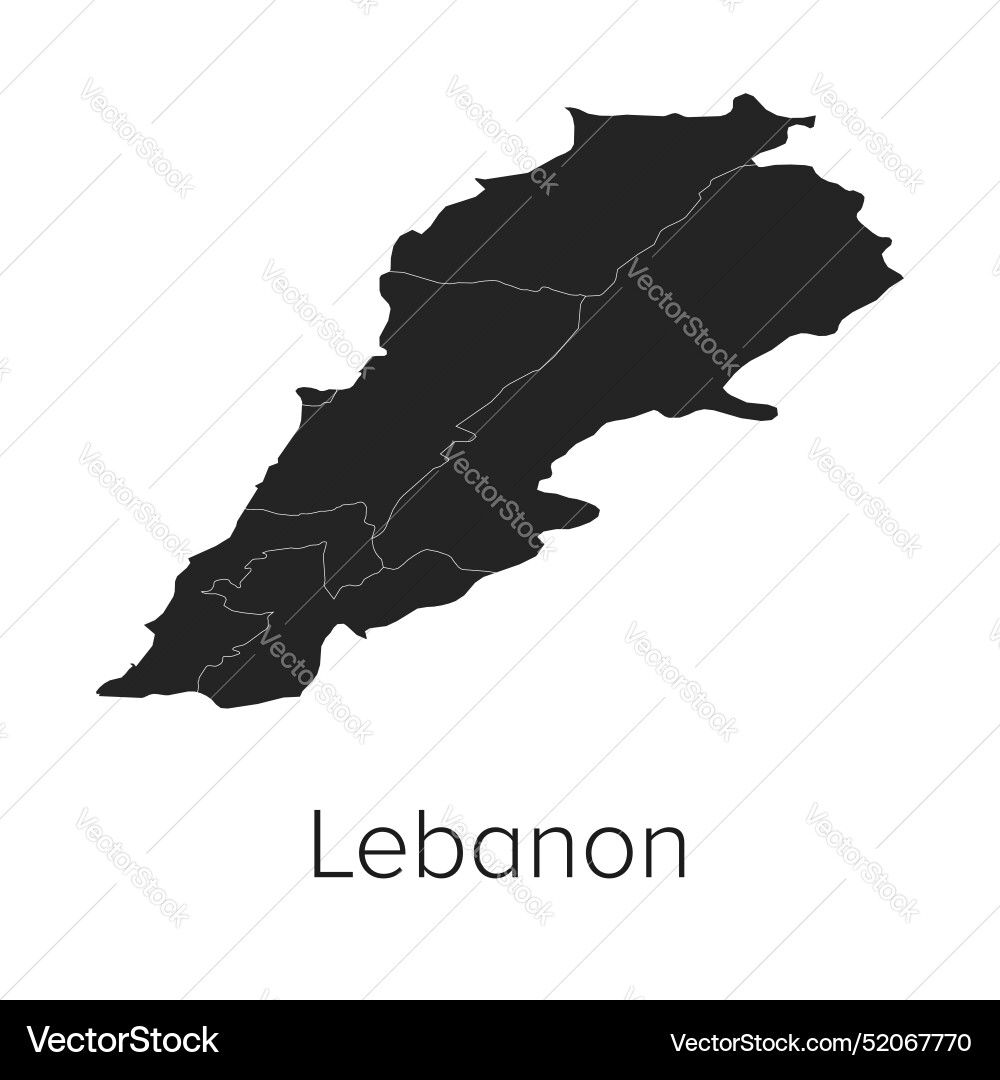 Lebanon map - silhouette outline travel Royalty Free Vector