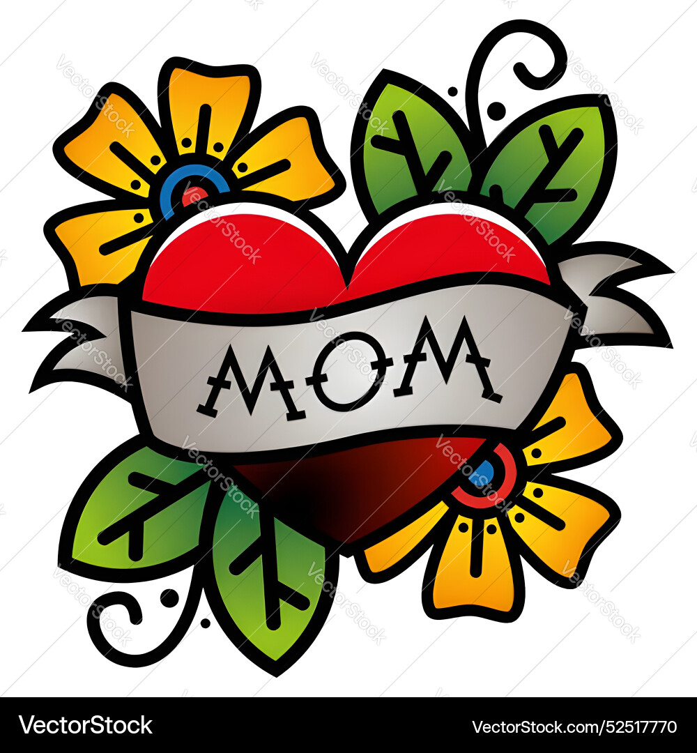 Mom heart tattoo Royalty Free Vector Image - VectorStock