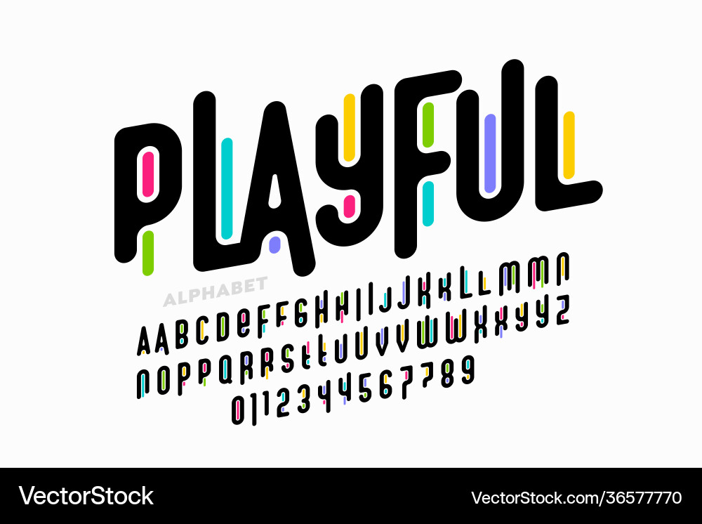 Playful colorful font Royalty Free Vector Image