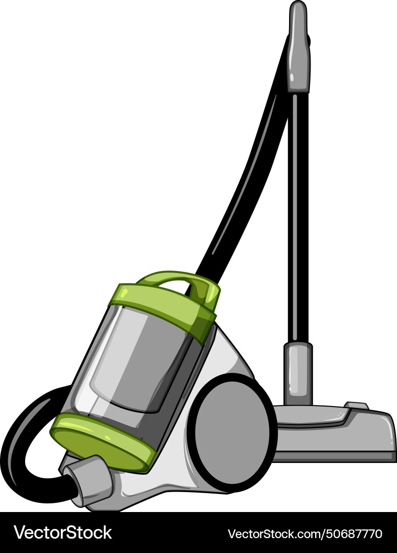 Suction electric broom cartoon Royalty Free Vector Image