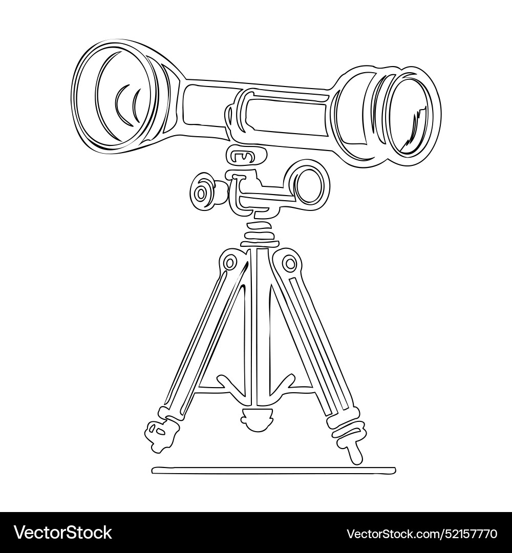 Telescope outline sketch Royalty Free Vector Image