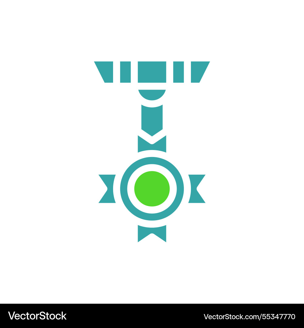 Turquoise green flat style award medal icon Vector Image