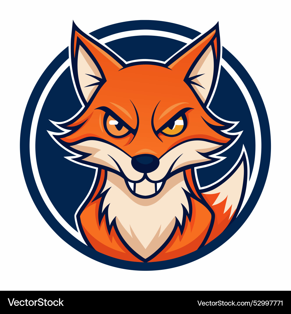 Angry fox logo inside circle Royalty Free Vector Image