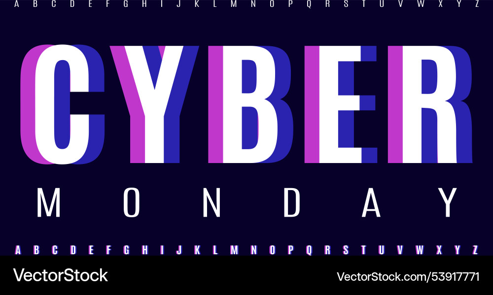 Bold modern glitch coloured font vibrant gradient Vector Image