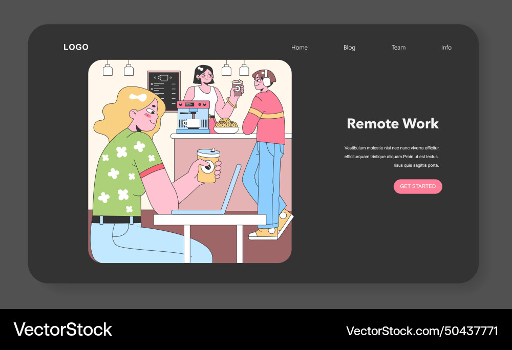 Cafe workspace vibe flat Royalty Free Vector Image