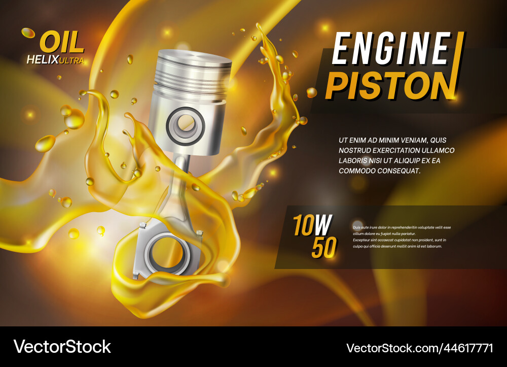 Engine piston car motor oil splash 3d liquid Vector Image
