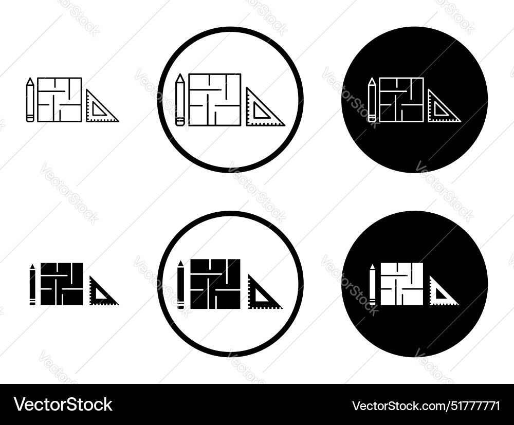 Floor plan icon set black filled and outlined Vector Image