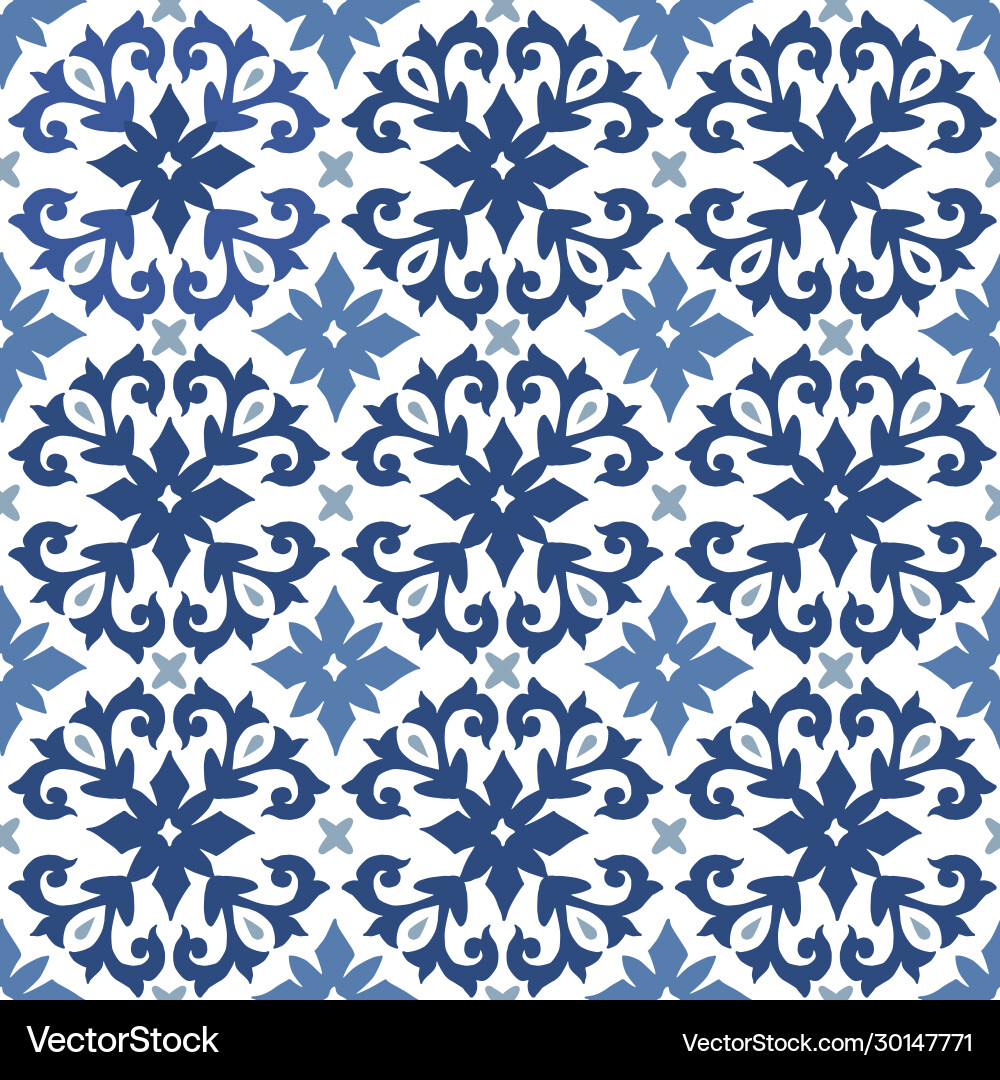 Hand drawn blue moroccan seamless pattern Vector Image