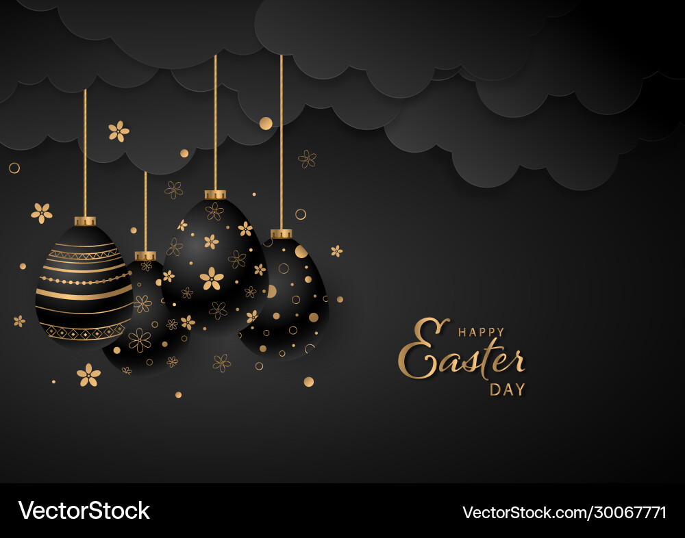 Happy easter black background Royalty Free Vector Image