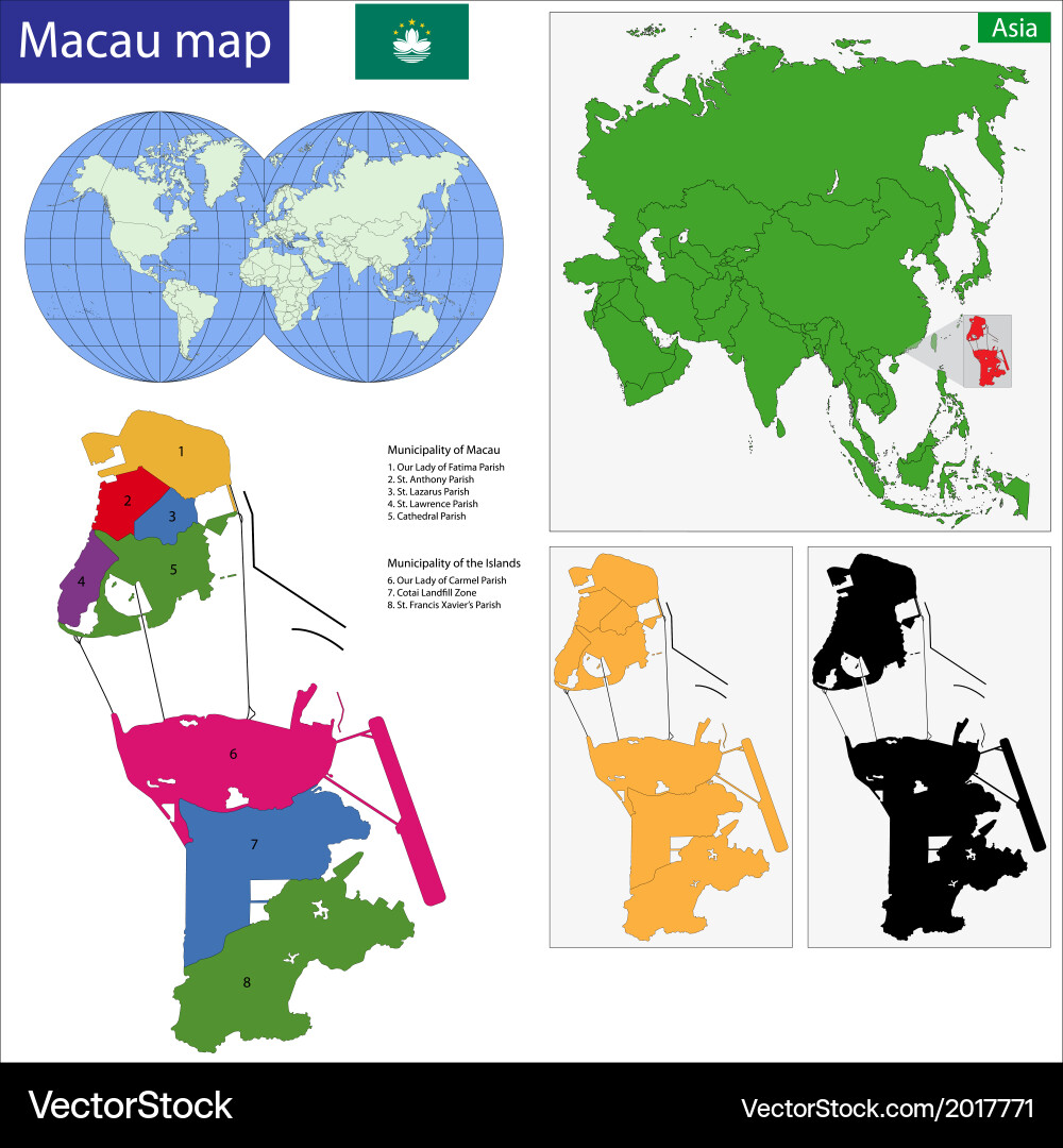 Macao map Royalty Free Vector Image - VectorStock