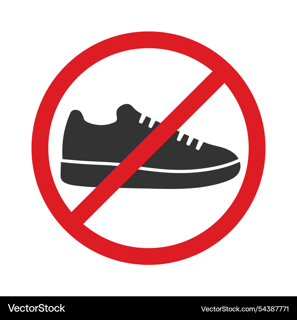 No shoes icon symbol not allowed remove Royalty Free Vector