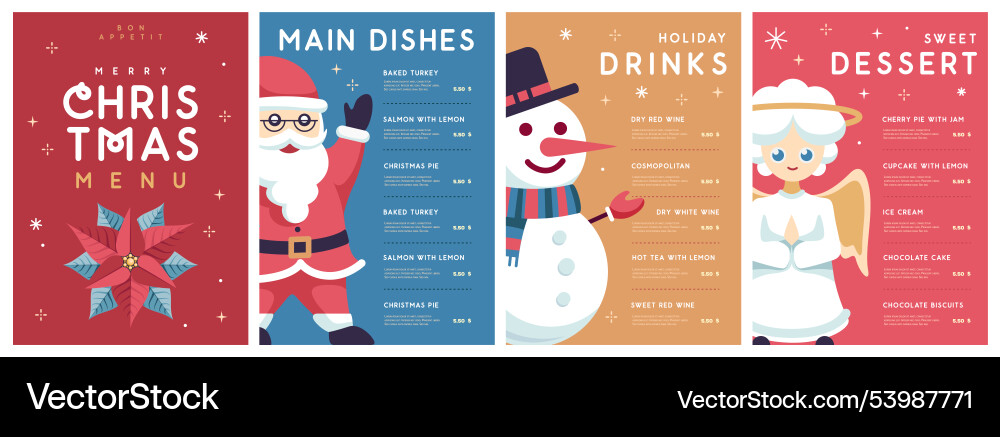 Restaurant christmas holiday menu design Vector Image
