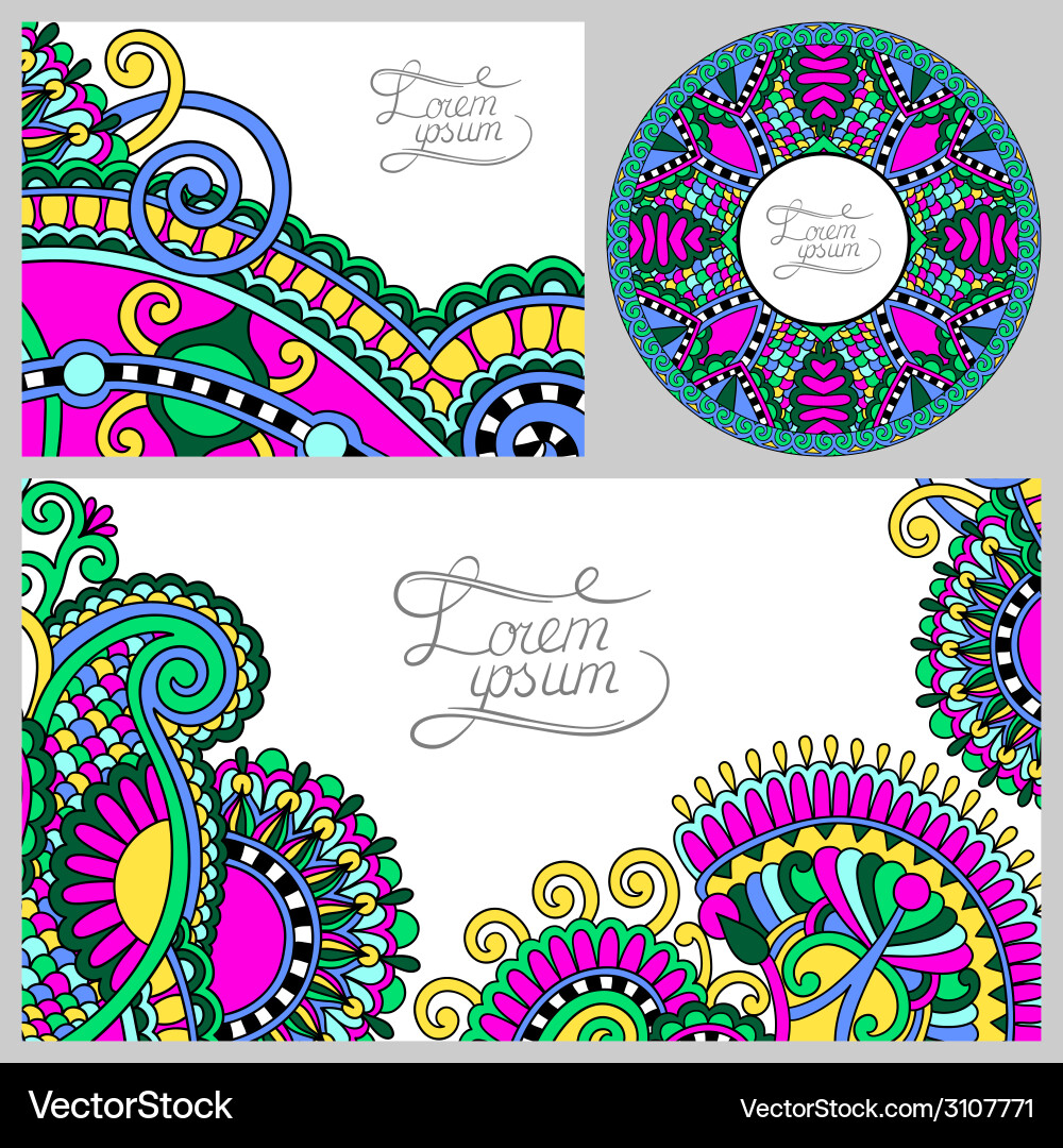 Set of floral decorative background template frame
