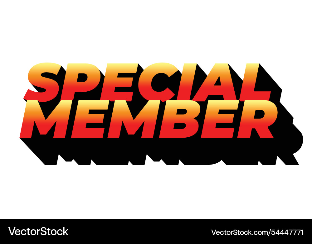 Special member text effect in modern colors with Vector Image