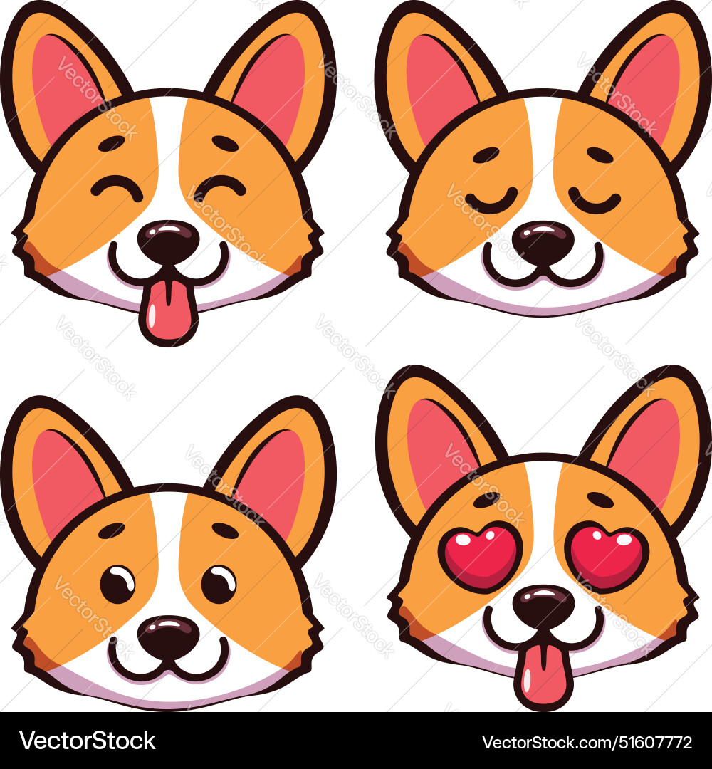 Cartoon corgi head Royalty Free Vector Image - VectorStock