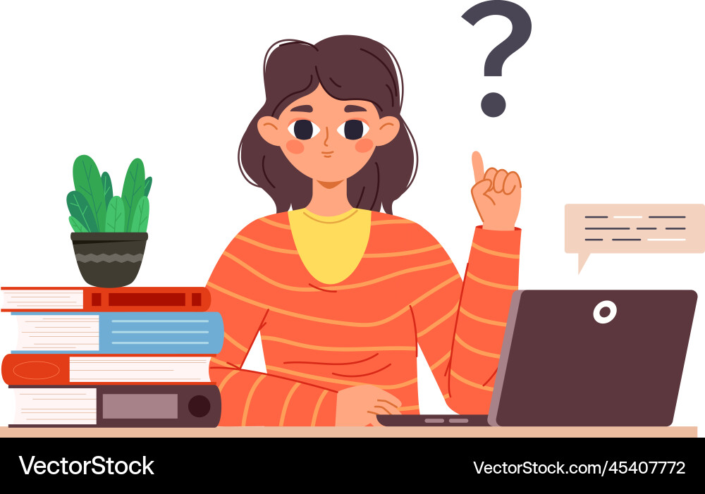 Cartoon student looking answers in books Vector Image