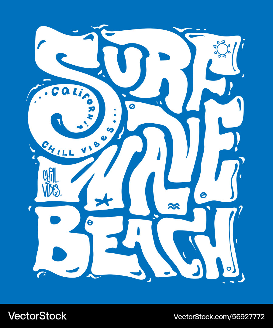 Handwritten surf-style lettering reading Vector Image