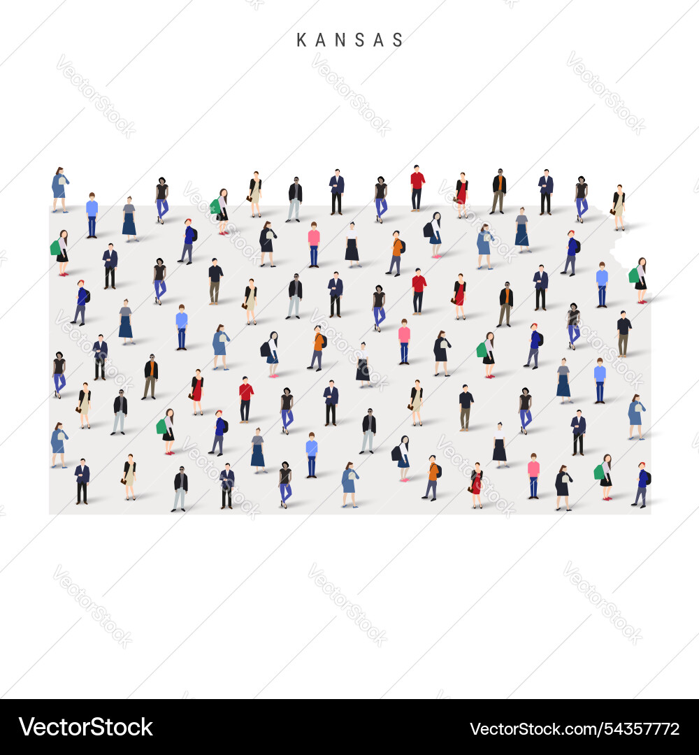 Kansas us state population map large group of Vector Image