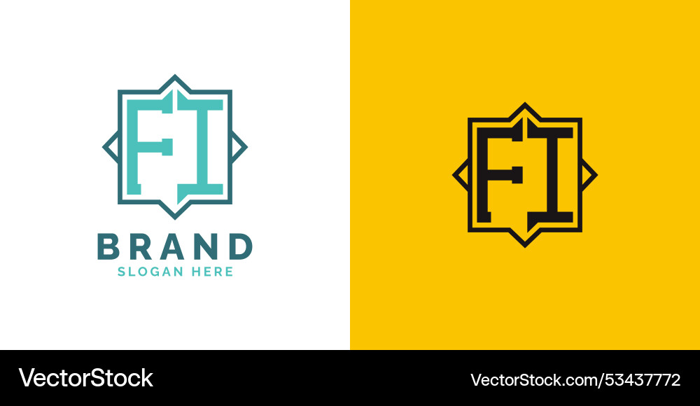 Modern fi monogram logo design initial letter Vector Image