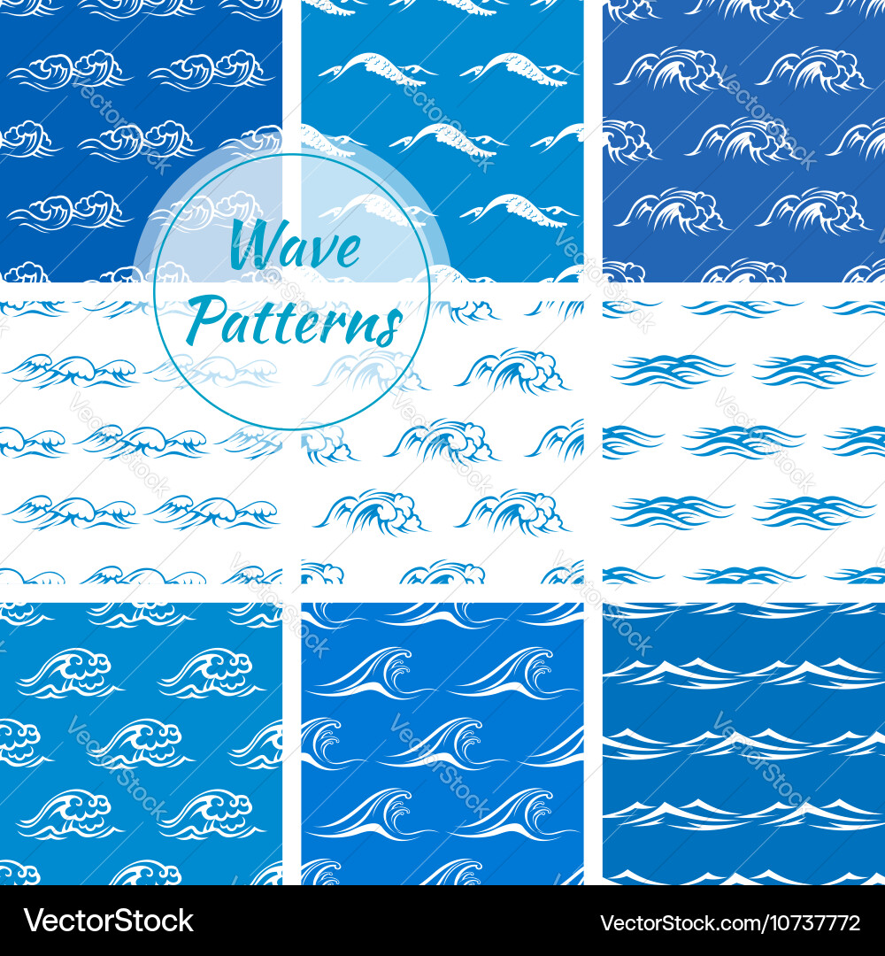 Ocean waves seamless pattern backgrounds Vector Image