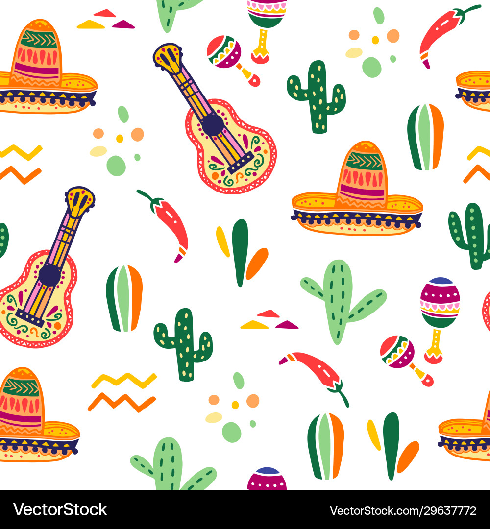 Seamless pattern with mexico traditional Vector Image