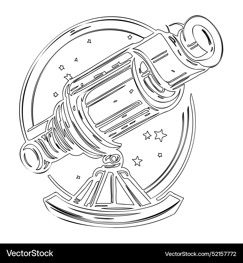 Telescope outline sketch Royalty Free Vector Image