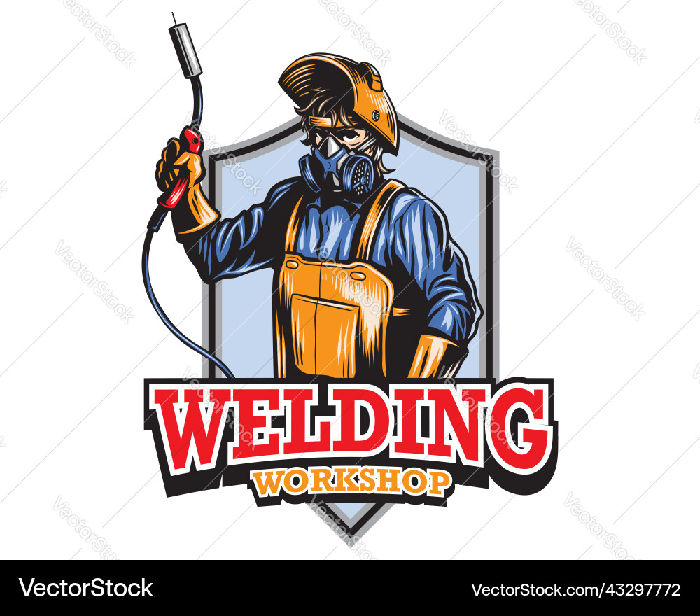 Welding workshop logo Royalty Free Vector Image
