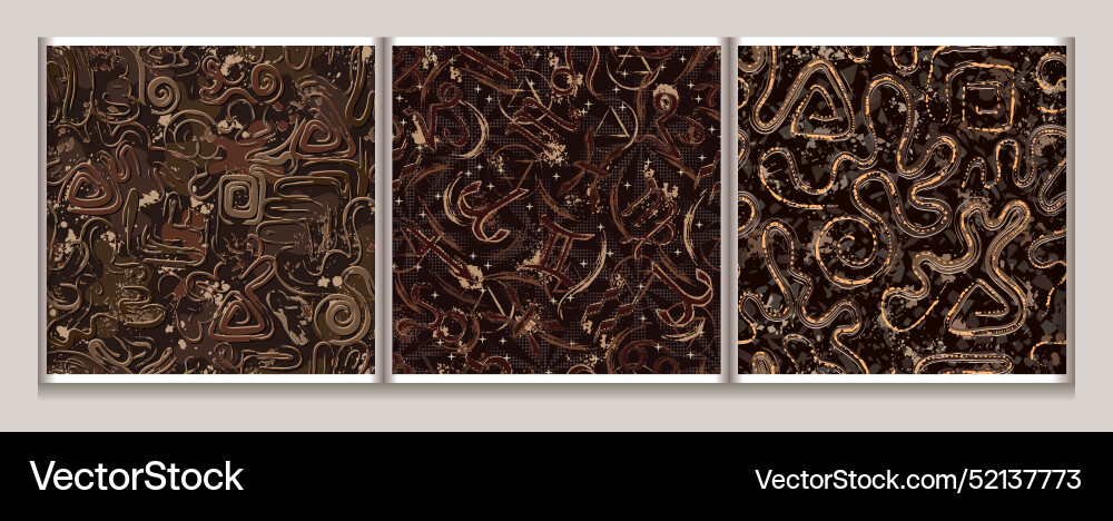 Brown camou patterns with abstract wavy shapes Vector Image
